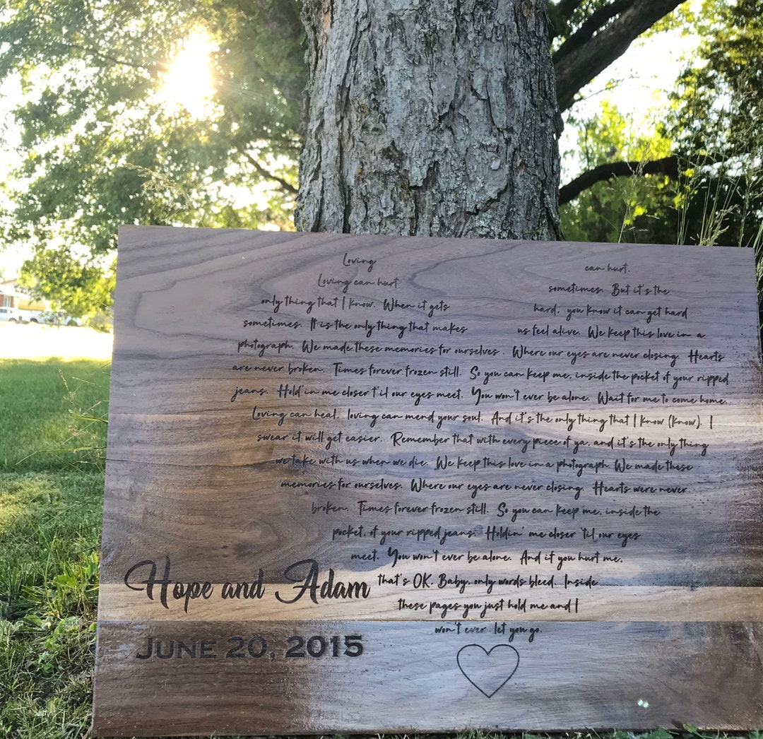 Engraved Wedding Song, First Dance Lyrics, Your Wedding Lyrics Engraved ...