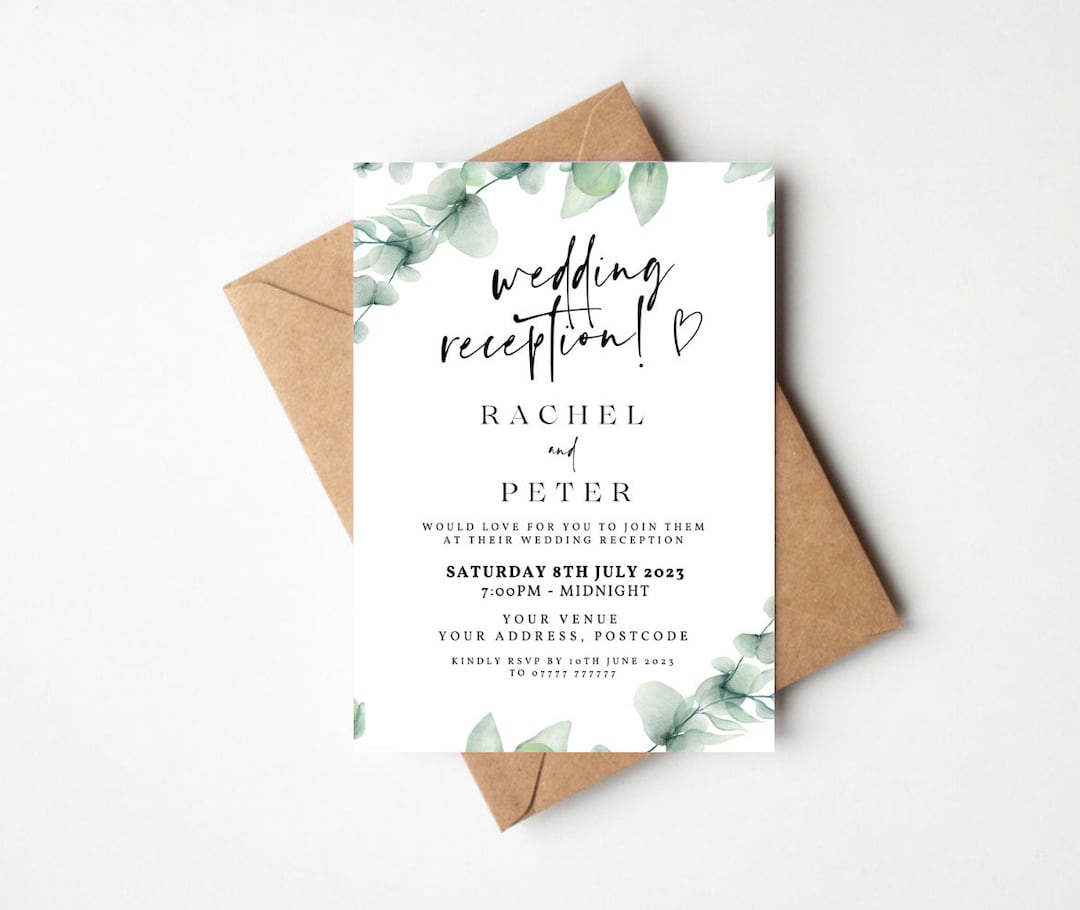 Evening Invitation / Evening Invite / Wedding Reception Invitations ...