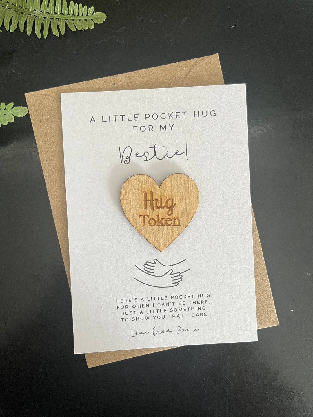 A Little Pocket Hug for My Bestie / Pocket Hug Gift / Wooden Pocket Hug ...