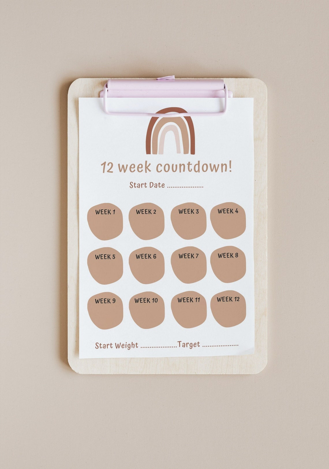 12 Week Weight Loss Countdown Tracker / Digital Download / - Etsy