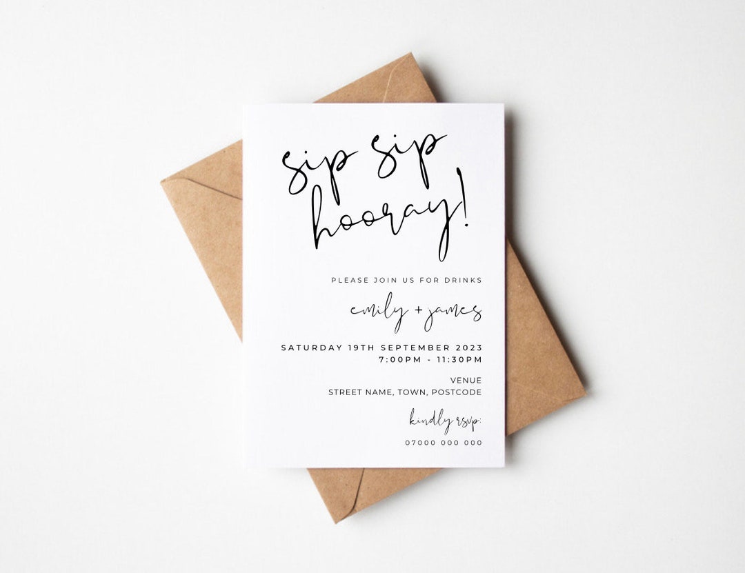 Sip Sip Hooray Party Invitation: Drinks Celebrate Invite - Etsy UK