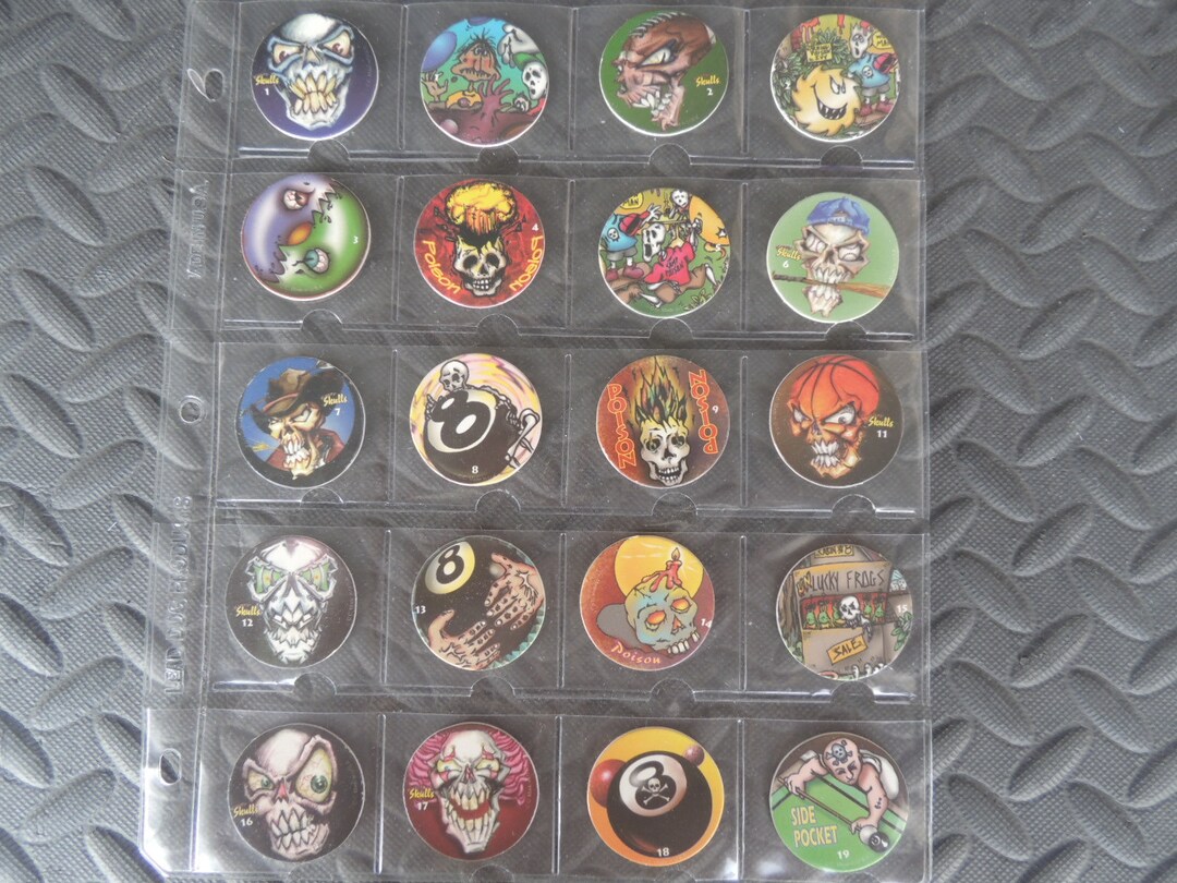 Pogs Milk Cap Game Krazy Skulls Complete Set of 79 by California ...