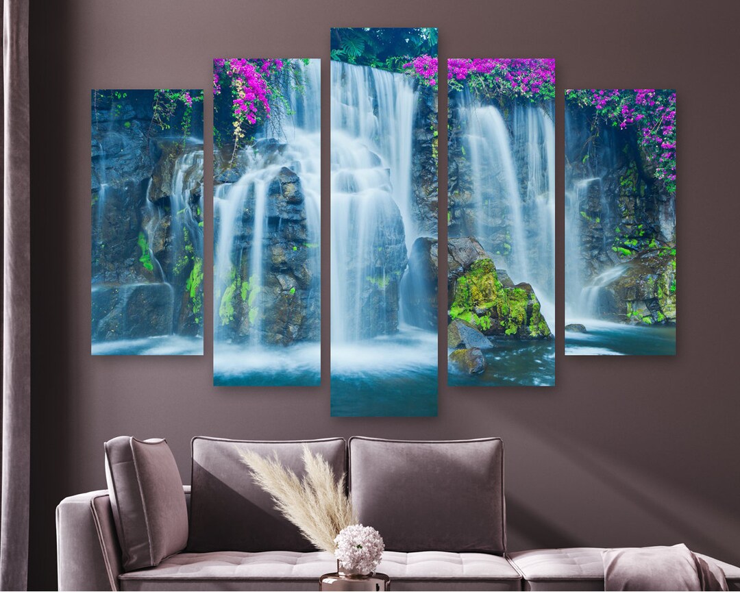 Rainforest Waterfall Canvas Art, Landscape Waterfall Wall Décor ...