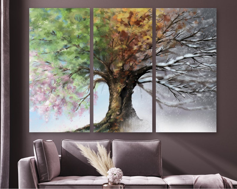 Tree Four Seasons Canvas Prints Colourful Seasonal Abstract - Etsy