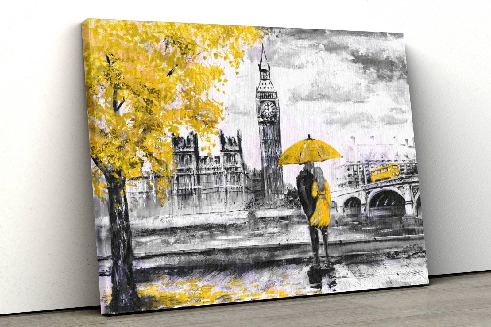 London Wall Art Yellow Umbrella Tree Canvas Art Black and - Etsy