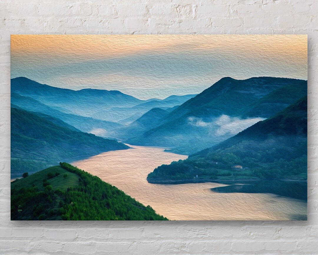 Bulgarian Painting Canvas Print Kardzhali Dam Wall Art - Etsy