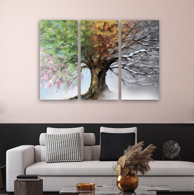 Tree Four Seasons Canvas Prints Colourful Seasonal Abstract - Etsy