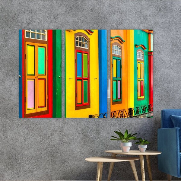 Colorful Houses Art - Etsy