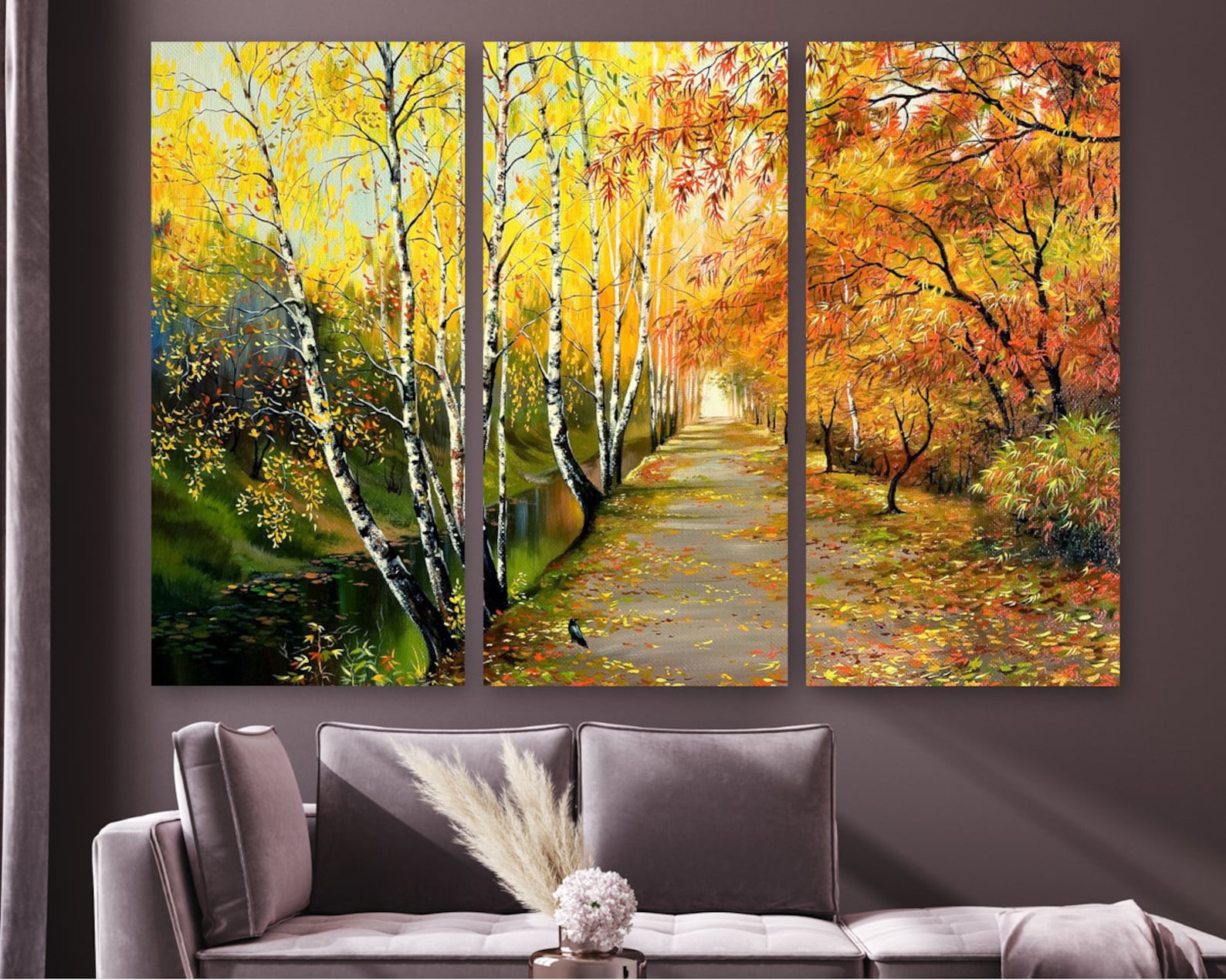Autumn Wall Art Autumn Trees Fall Canvas Art Forest Path | Etsy