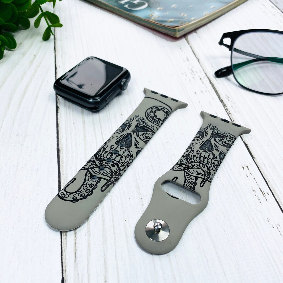 Skulls Custom Apple Watch Band for 38 40 41 42 44 45 49mm Silicone ...