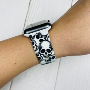 Skull Watch Band Skulls Silicone Apple Watch Band for 38 40 41 42 44 ...