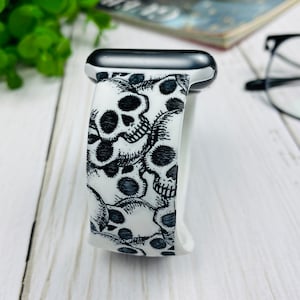 Skull Watch Band Skulls Silicone Apple Watch Band for 38 40 41 42 44 ...