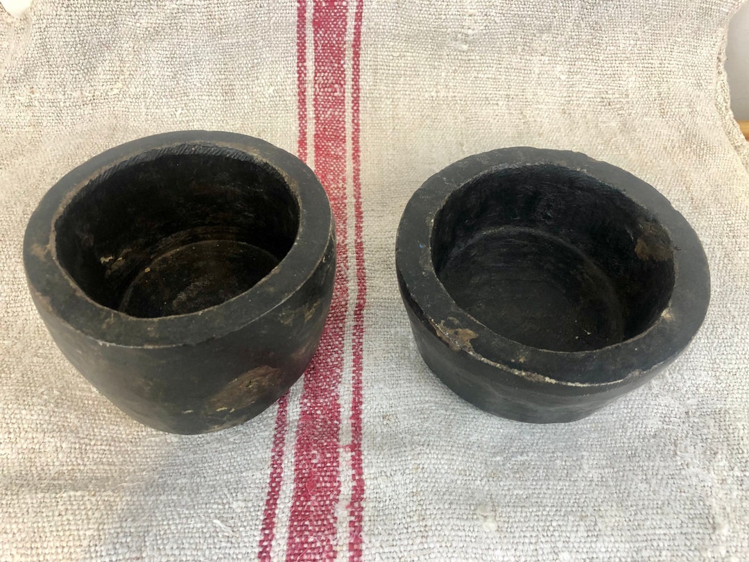 Vintage Rustic Stone Bowl Set: Primitive Pots for Minimalist Cottage ...