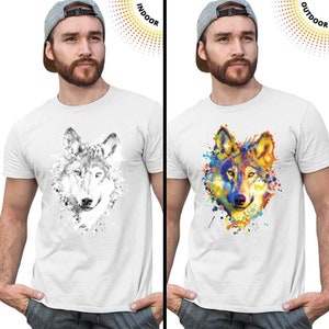 UV Light T-shirt, Fun Sun Activated Tee, Neon Wolf Color Changing Shirt ...