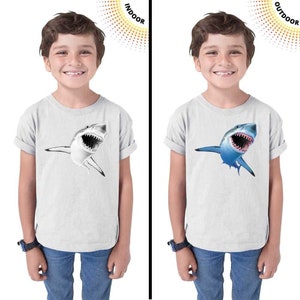Kids Color Changing T-shirt, Shark Boys & Girls Solar Tee, Sunlight ...
