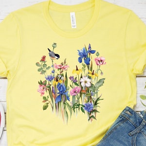 Floral Spring T-shirt, Spring Birds and Flowers Tee, Spring Has Sprung ...