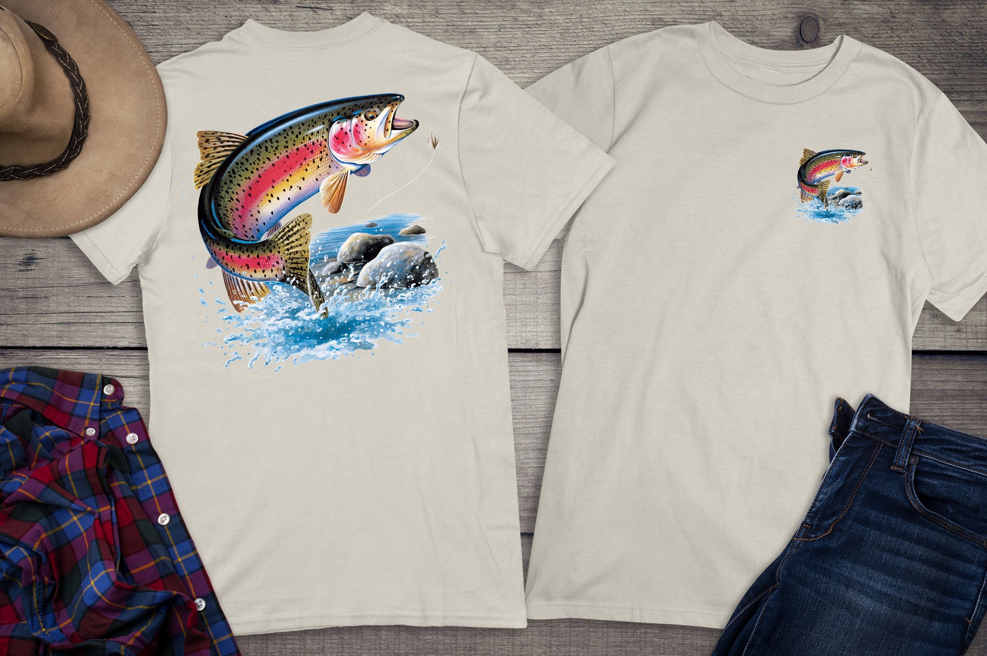 Fishing T-shirt Rainbow Trout Tee Fly Fishing Shirt | Etsy