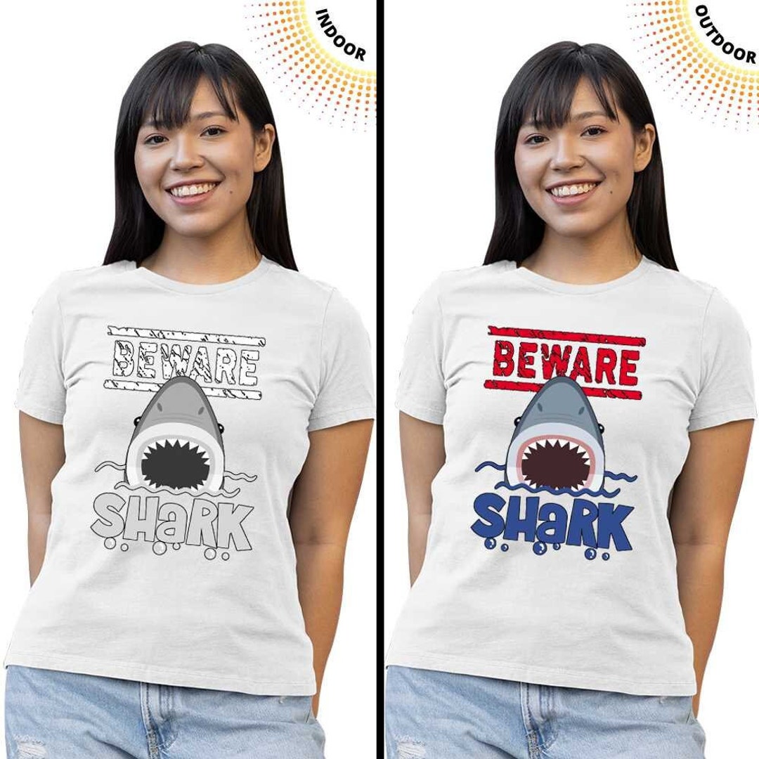 Color Changing T-shirt, Beware Shark Solar Tee, Sunlight Activated ...