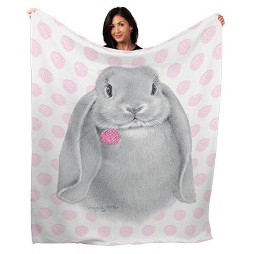 Lop Ear Bunny Soft Plush 50" X 60" Minky Blanket, Rabbit Throw, Easter ...