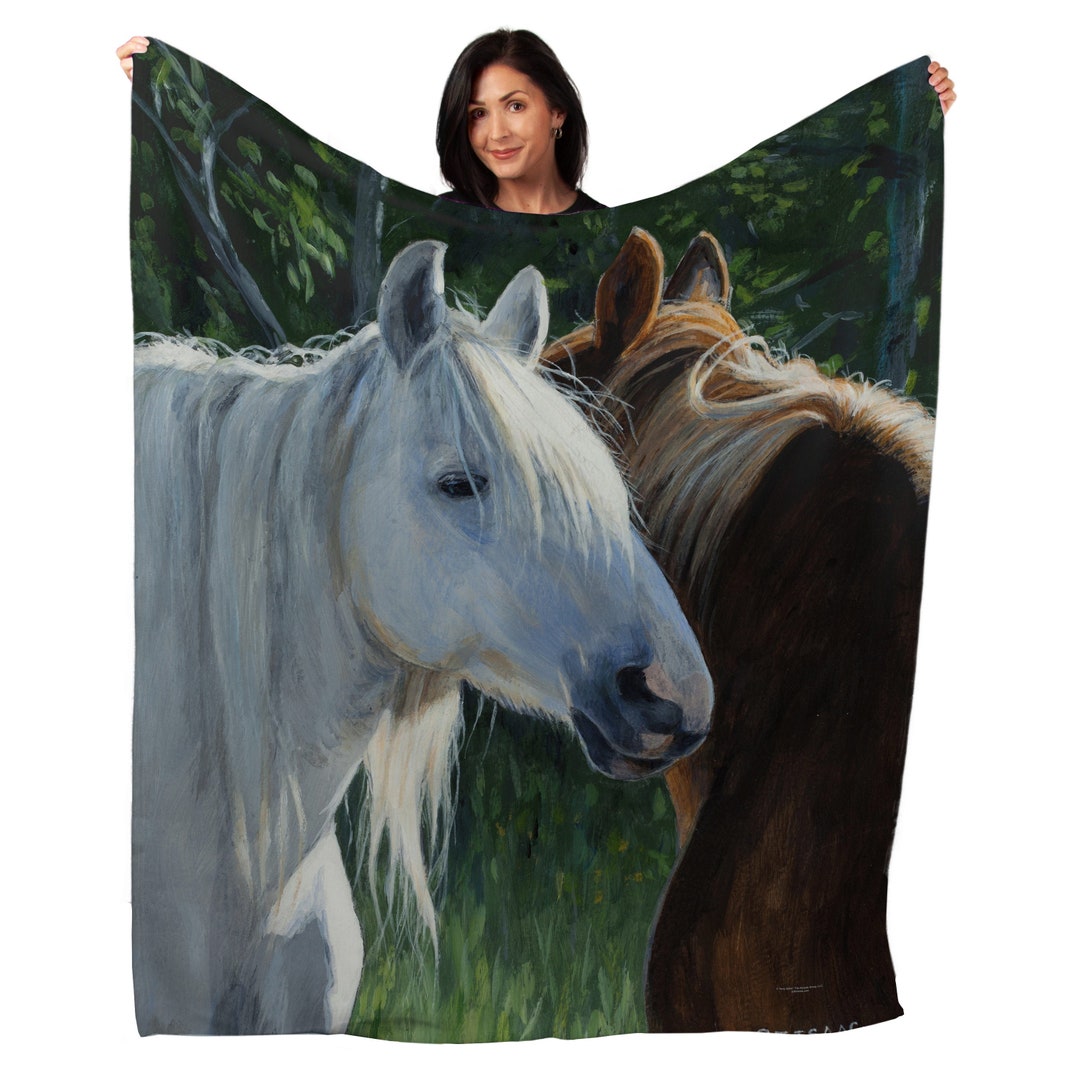 Horse Whispering Soft Plush 50" X 60" Minky Blanket, Wildlife Throw ...