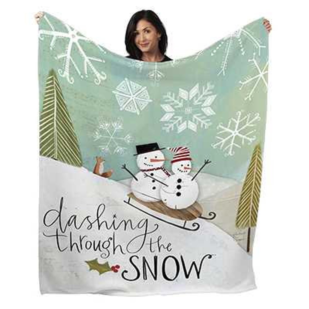 Dashing Through the Snow Snowmen Soft Plush 50" X 60" Minky Blanket ...