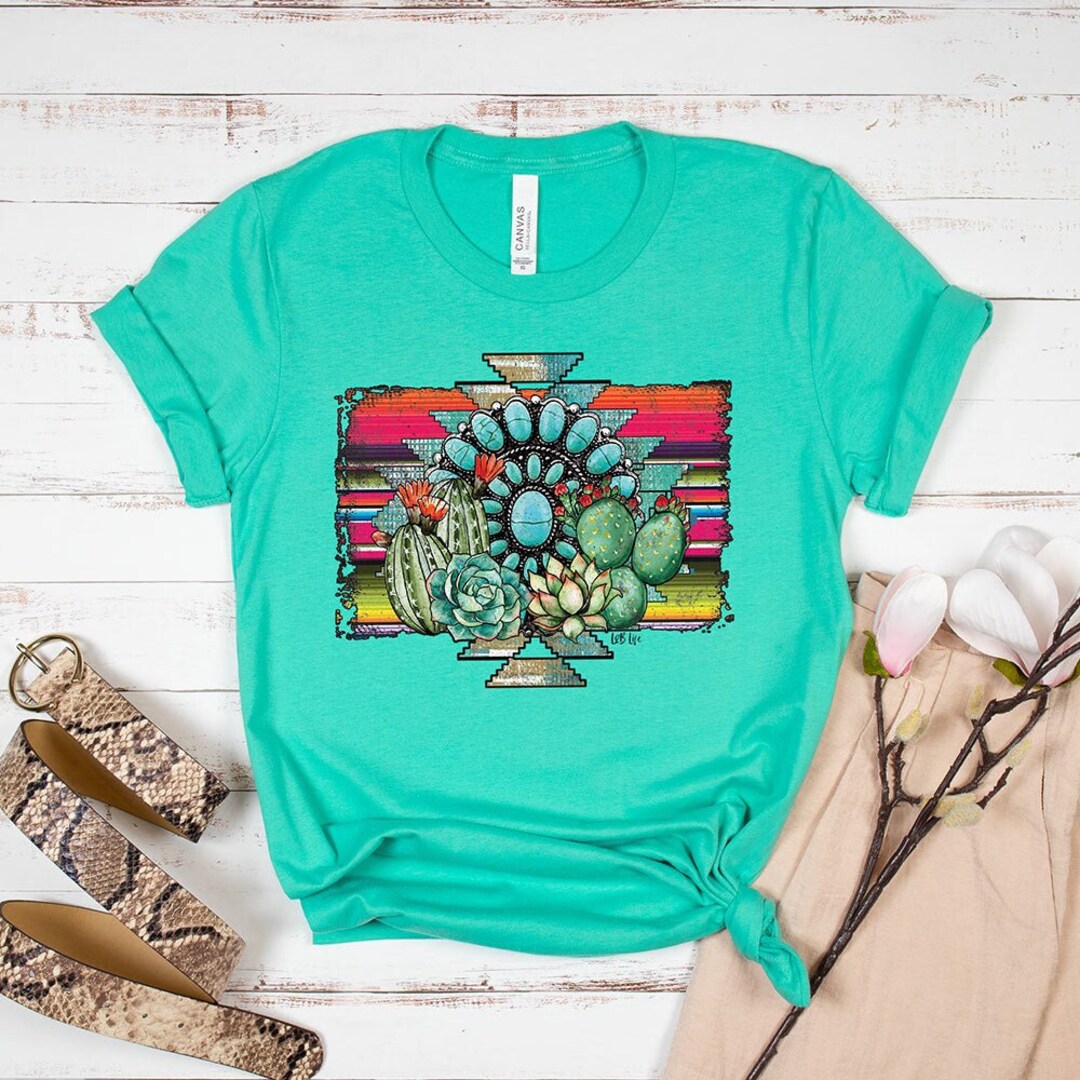 Aztec Cactus Tee - Etsy