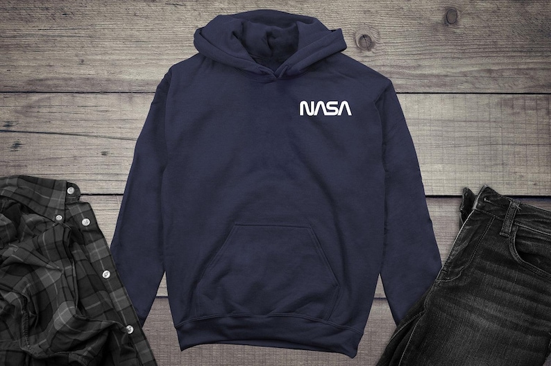 NASA Worm Crest White Hoodie - Etsy
