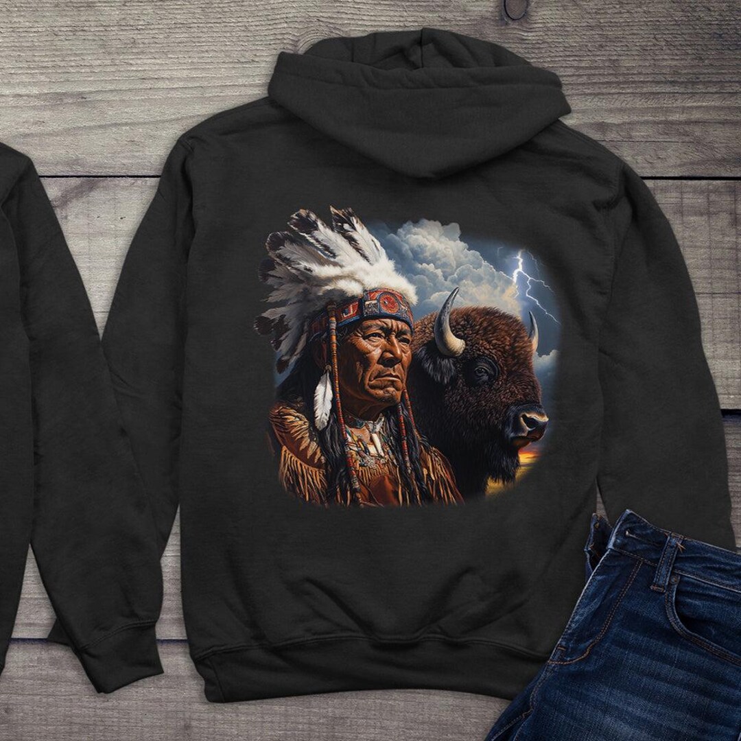 Bison Sweatshirt, Bison Chief Hoodie, American Southwest, Cloud ...