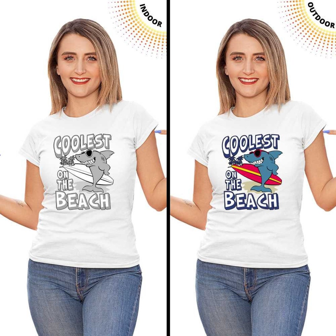 UV Light T-shirt, Fun Sun Activated Tee, Coolest Shark Color Changing ...