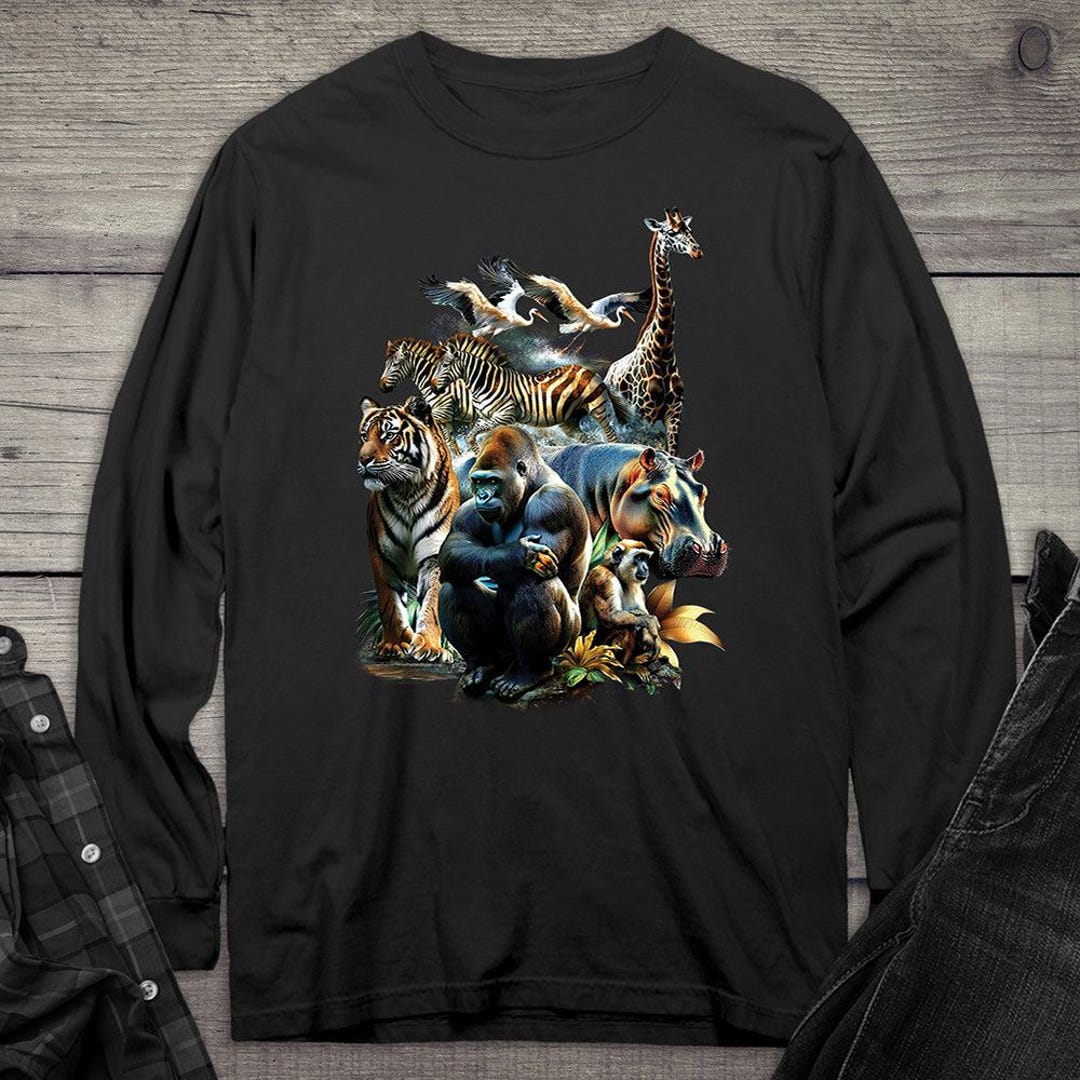 Wildlife Long Sleeve, Zoo Collage Long Sleeve Tee, Exotic Animals, Zoo ...