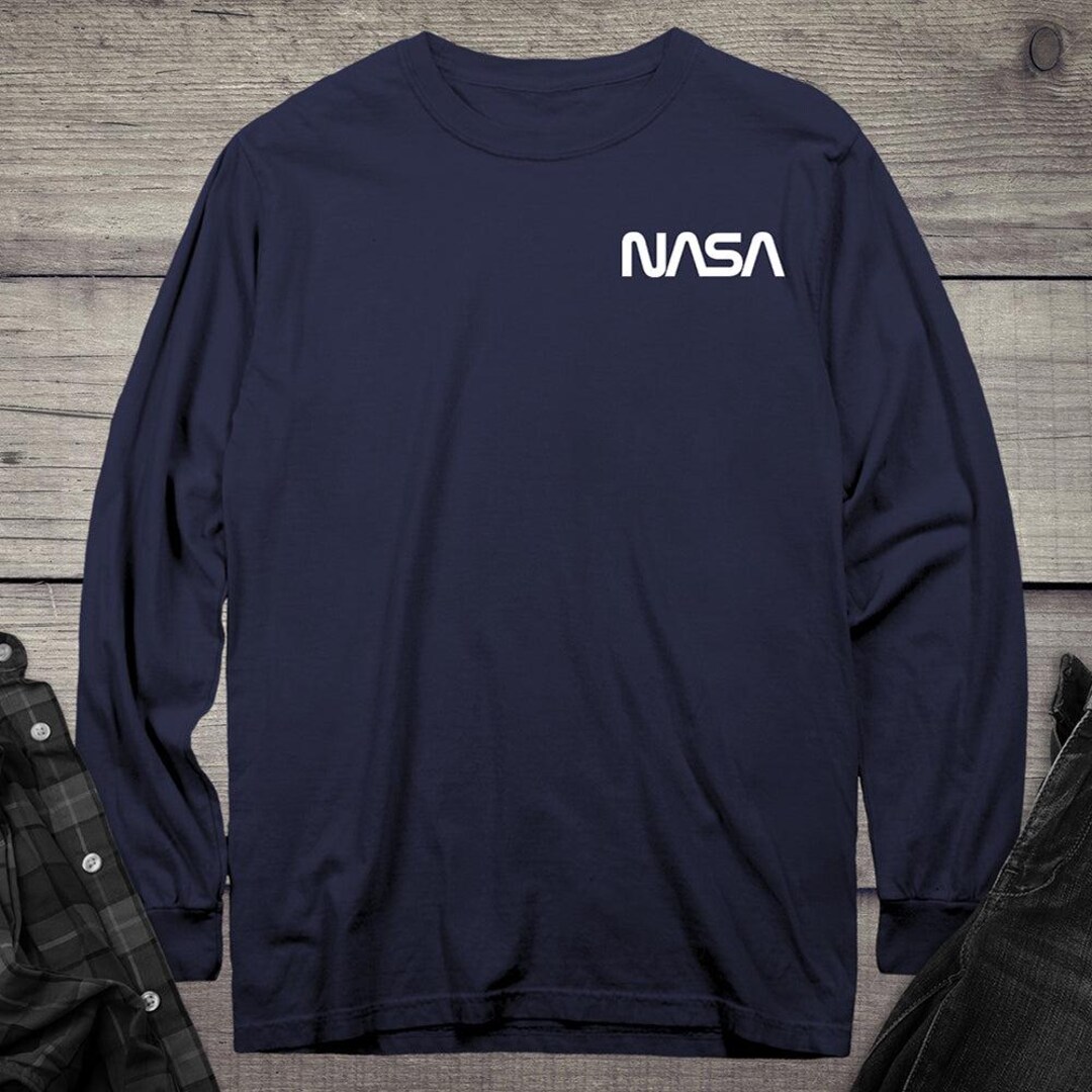 Licensed NASA Long Sleeve, NASA Worm Crest White Long Sleeve Tee, Space ...