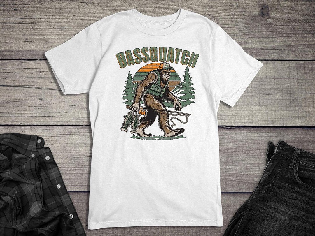 Bigfoot Tee Shirt, Bassquatch T-shirt, Bassquatch, Bass, Fishing ...