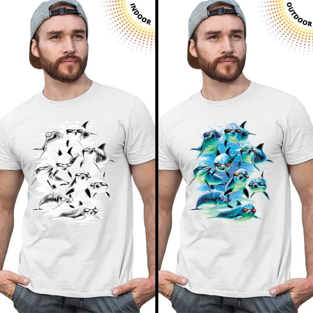 UV Light T-shirt, Fun Sun Activated Tee, Dolphins Mod Squad Color ...