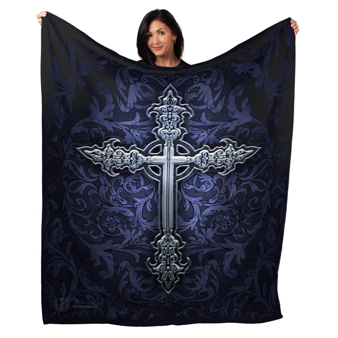 Gothic Cross Soft Plush 50" X 60" Minky Blanket, Tom Wood Art Throw ...