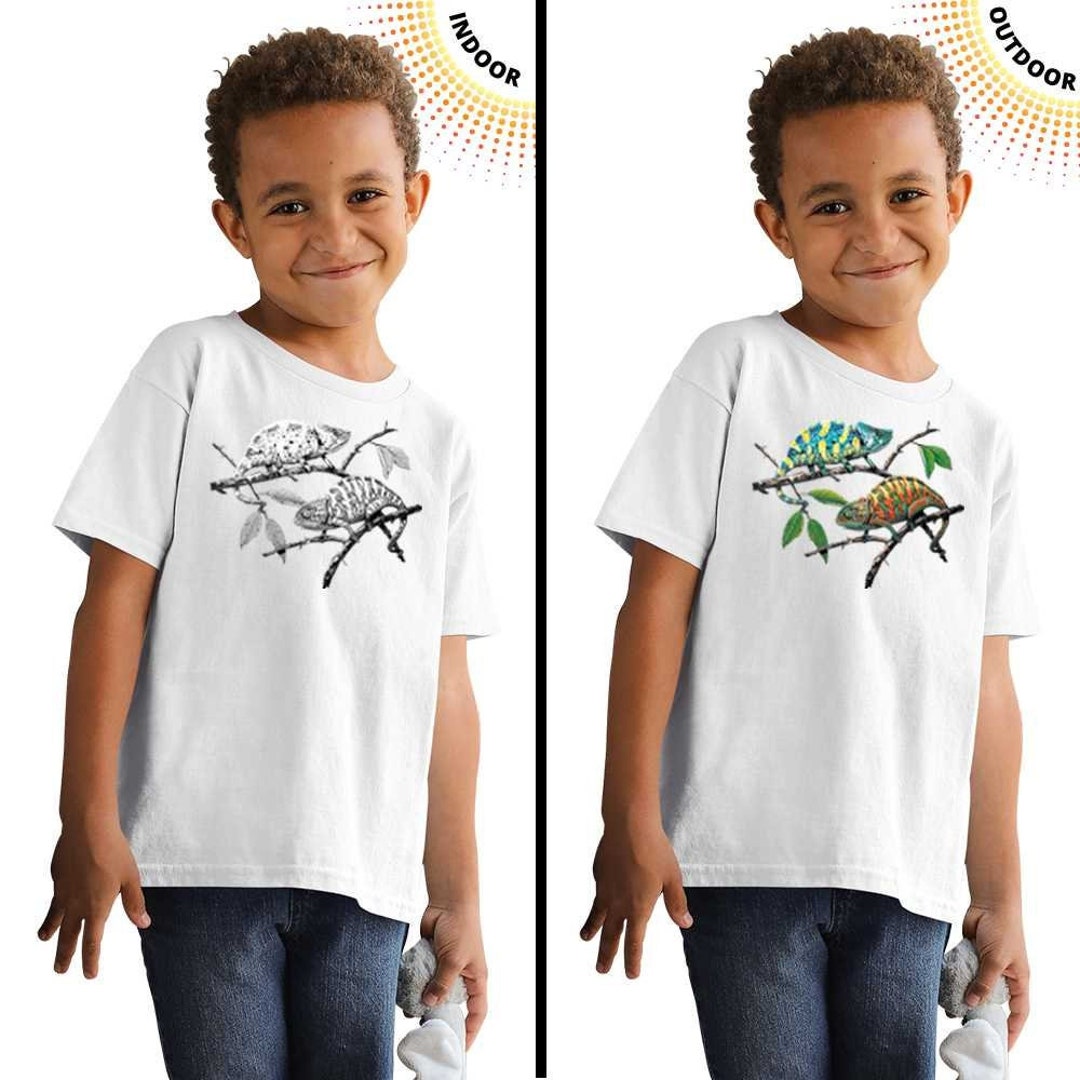 Kids Color Changing T-shirt, Chameleon Boys & Girls Solar Tee, Sunlight ...
