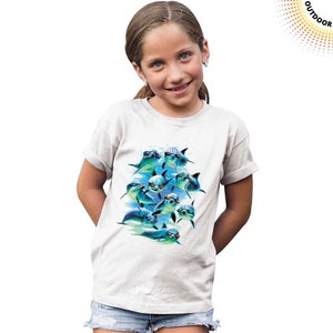Kids T-shirt, Fun Youth Boys & Girls Sun Activated Tee, Dolphin Squad ...