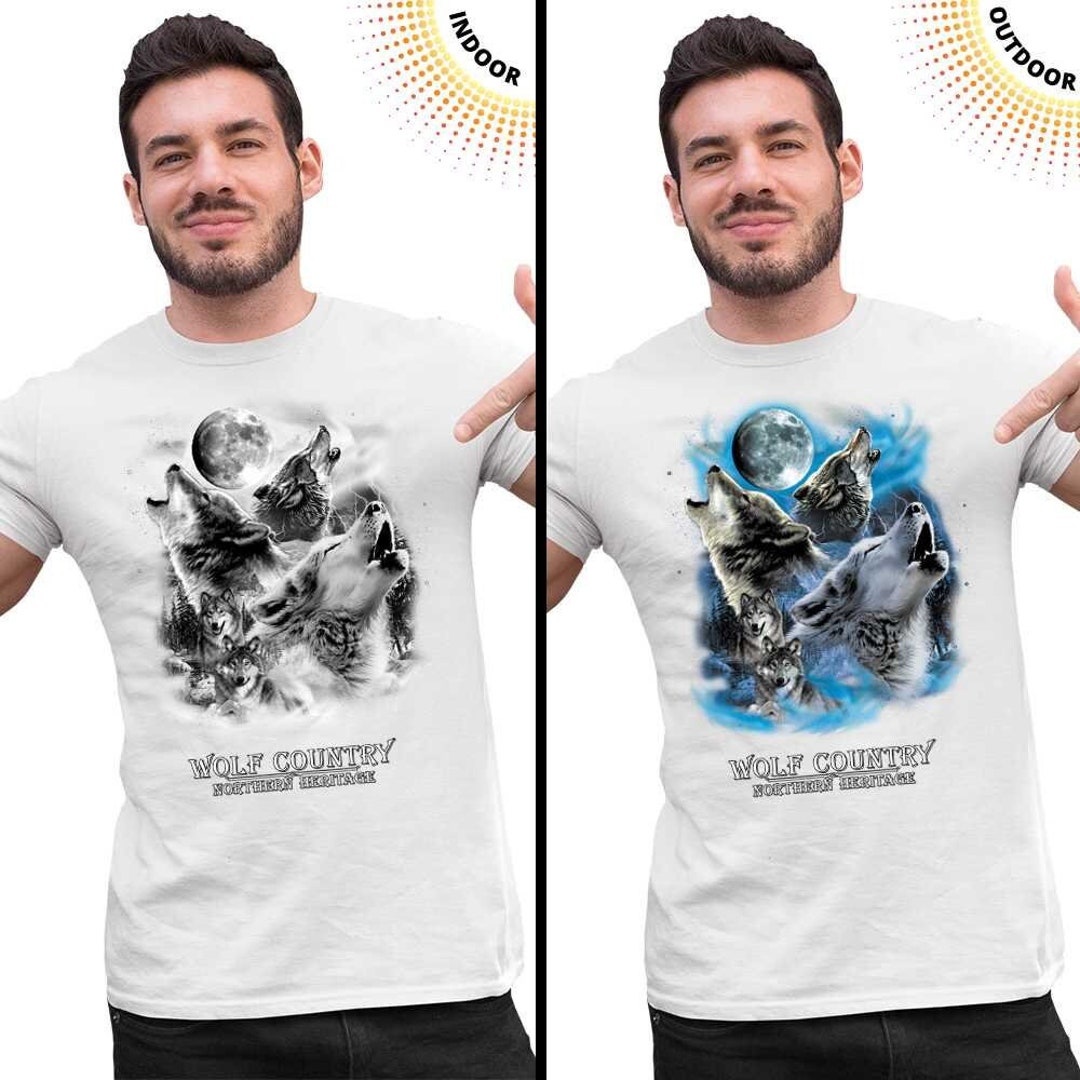 Sunlight Activated T-shirt, Wolf Country Color Changing Tee, Color ...