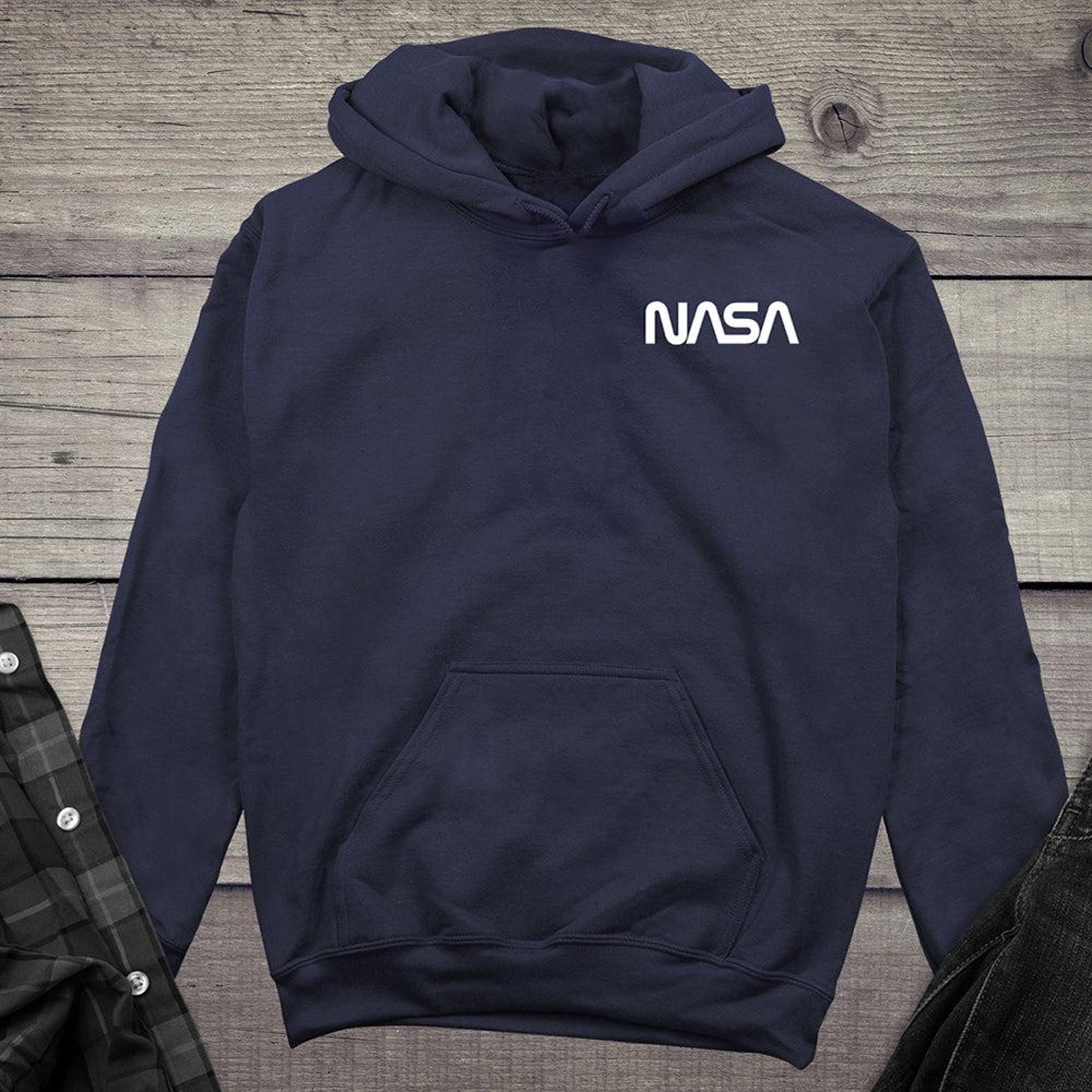 NASA Worm Crest White Hoodie - Etsy