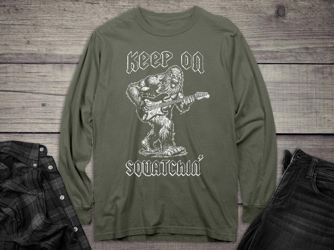 Bigfoot Long Sleeve, Keep on Squatchin Long Sleeve Tee, Guitar, Music ...