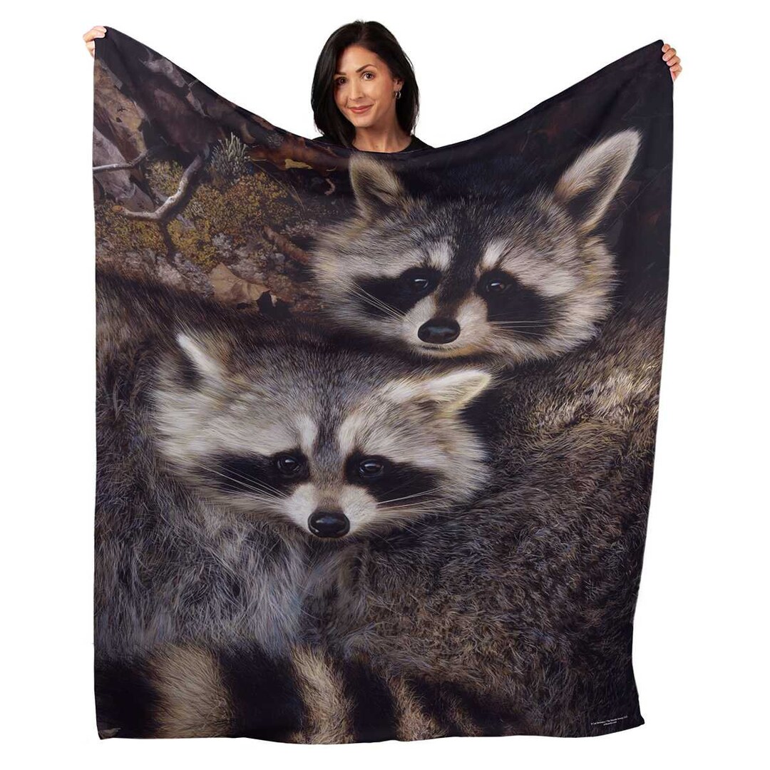 Raccoon Blanket, Yin and Yang 50" X 60" Decorative Wildlife Throw ...