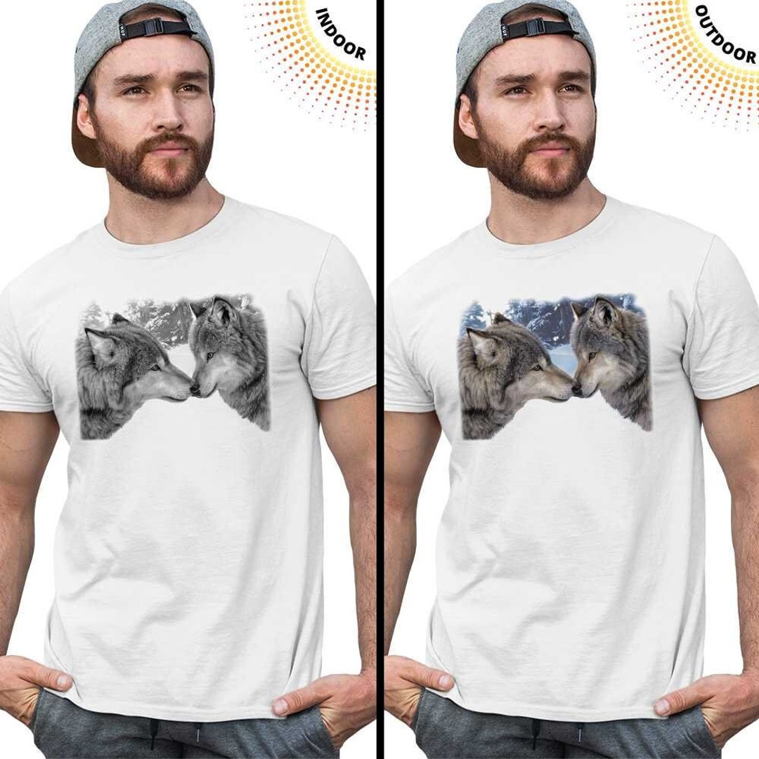 Sunlight Activated T-shirt, Wolf Muzzle Nuzzle Color Changing Tee ...
