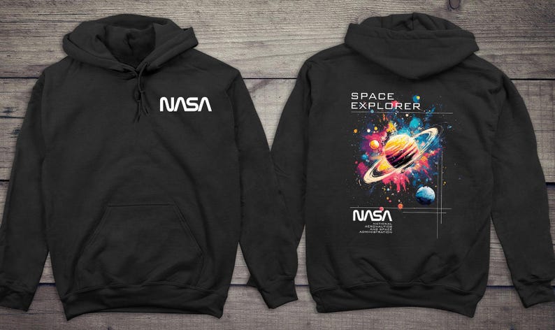 Licensed NASA Sweatshirt, NASA Space Explorer With Crest Hoodie, Space ...