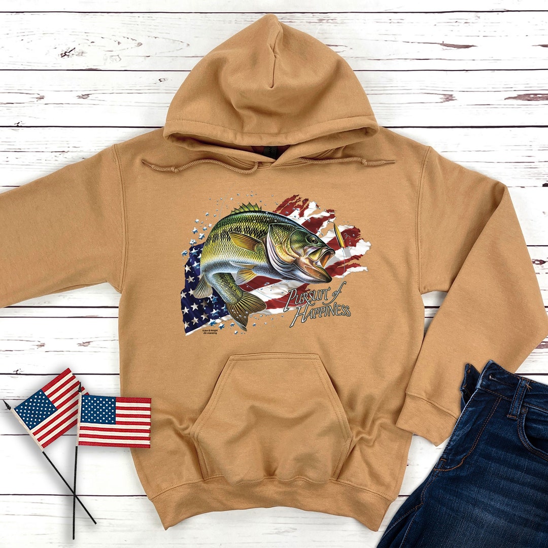 Bass Fishing Hoodie, Pursuit of Happiness Hooded Sweatshirt, Large ...