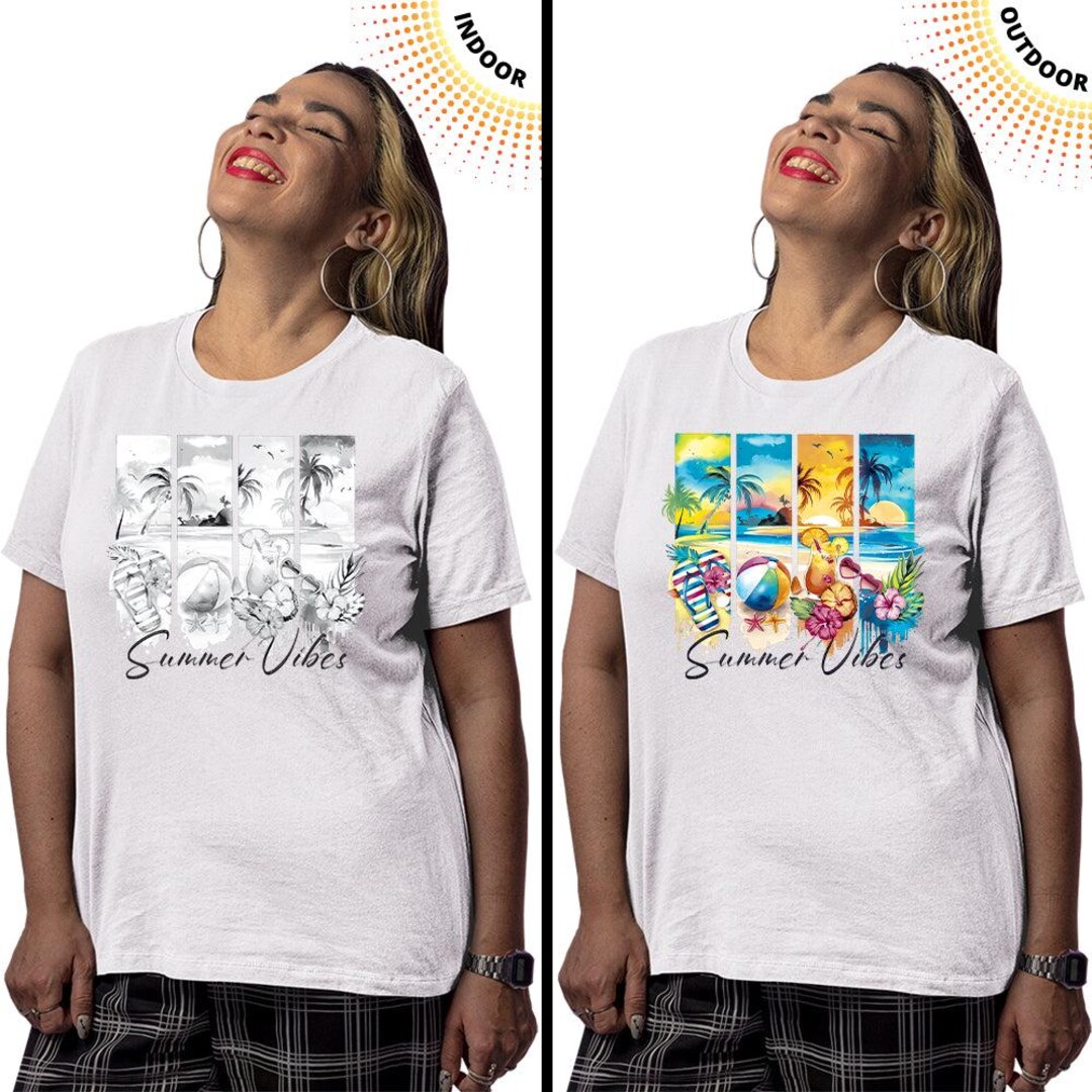 Adult Unisex Color Changing T-shirt, Adult Unisex Summer Vibes Solar ...