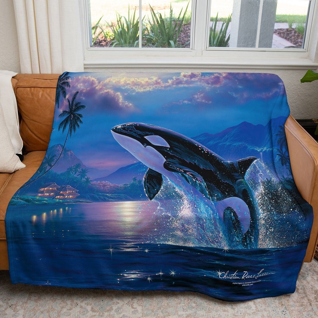 Whale Blanket, Joyful Time 50" X 60" Decorative Throw, Aquatic ...