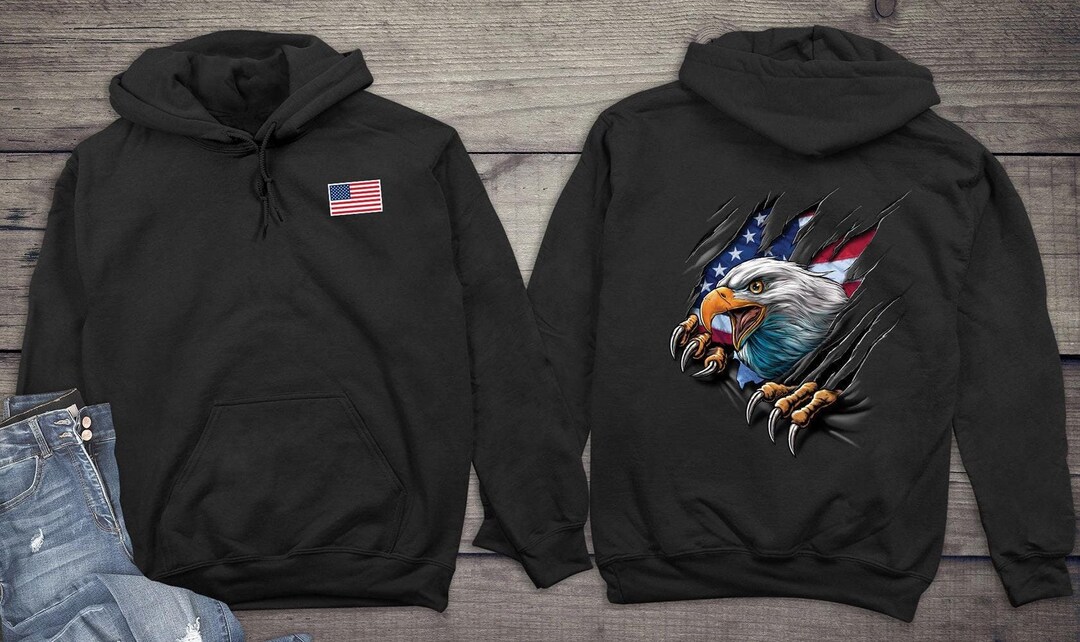 Eagle Sweatshirt, Ripping Eagle With Crest Hoodie, Bald Eagle, American ...