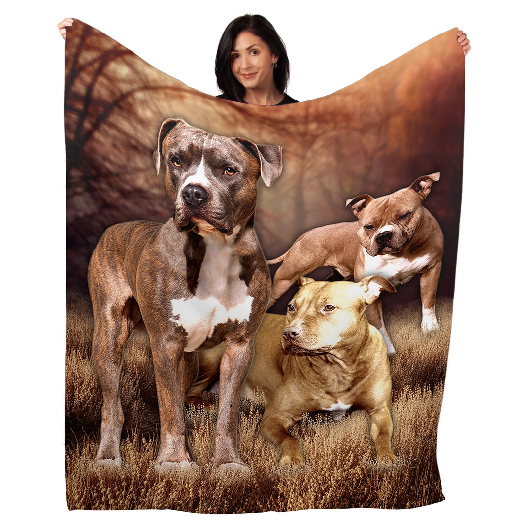 Pitbull Soft Plush 50" X 60" Minky Blanket, Dog Breed Throw, Pet, Pets ...