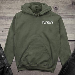 NASA Worm Crest White Hoodie - Etsy