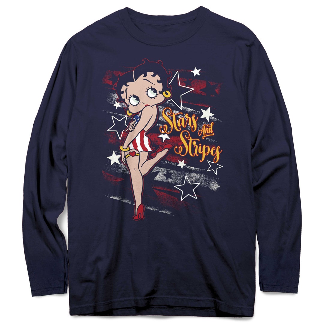 Betty Boop Shirt, Stars & Stripes Betty Long Sleeve Tee, Officially ...