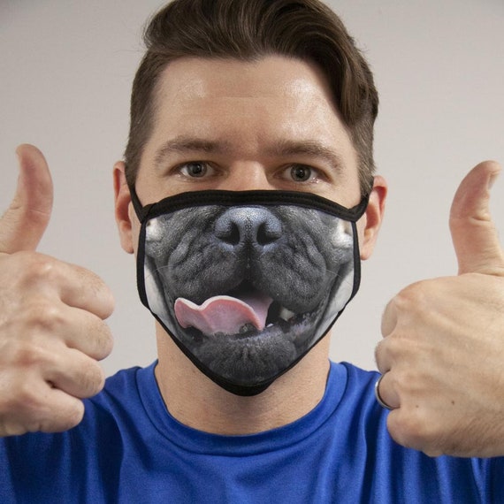 Pug Face Mask Dog Breed Face Covering | Etsy